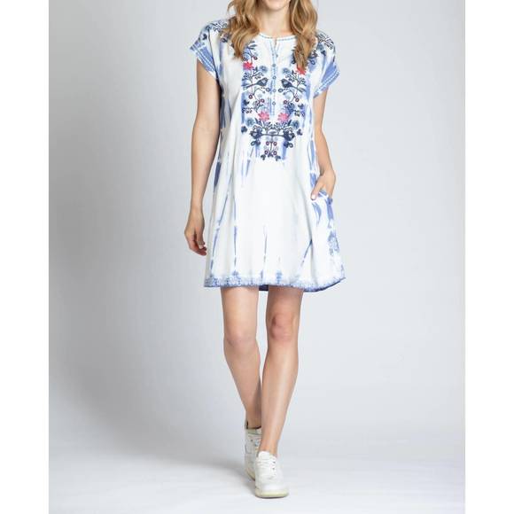Apny | Dresses | New Apny Embroidered Bird Dress In Indigo | Poshmark